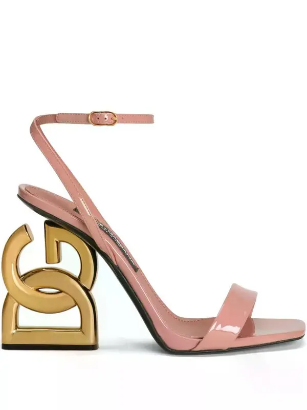 Dolce & Gabbana Keira Patent Leather Sandals With Dg Logo Heel