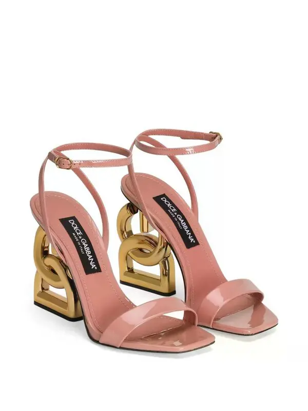 Dolce & Gabbana Keira Patent Leather Sandals With Dg Logo Heel