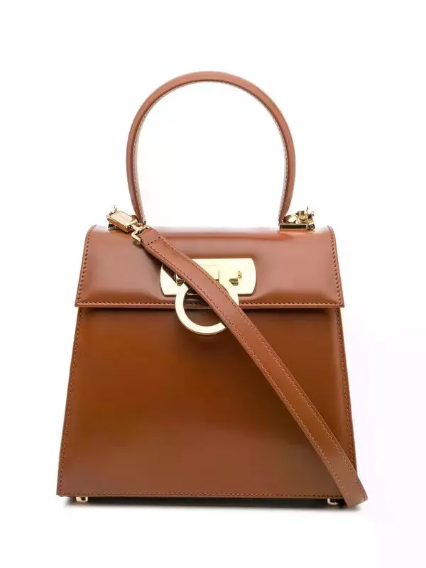 FERRAGAMO Gancini Buckle Tote Bag - Brown
