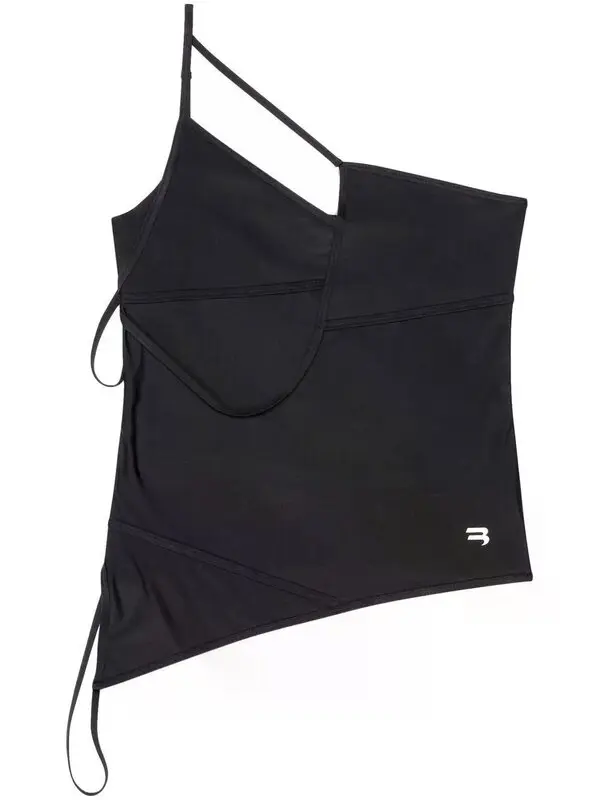 Balenciaga Asymmetric Strap-detail Tank Top - Black