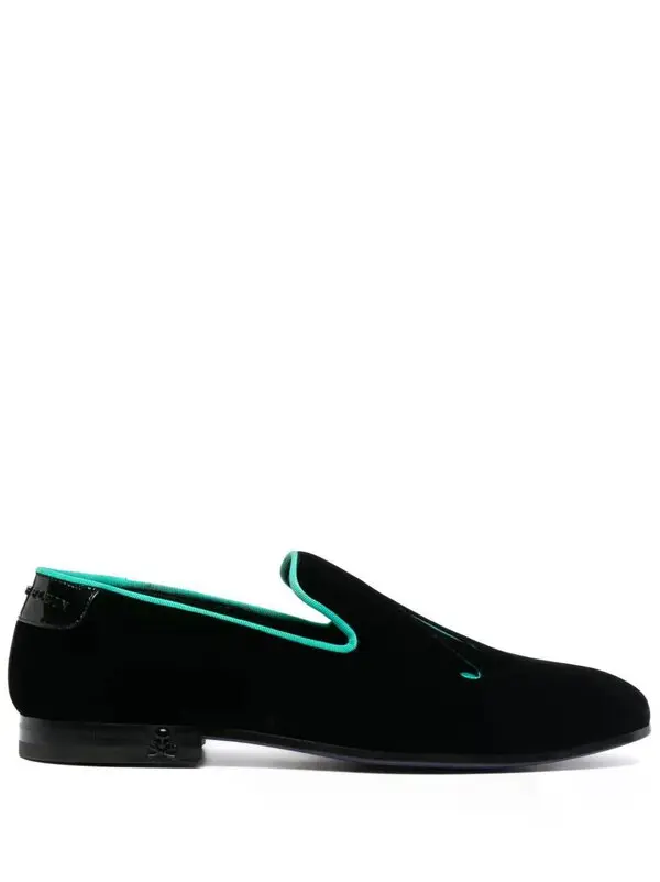 Philipp Plein Embroidered Velvet Loafers - Black
