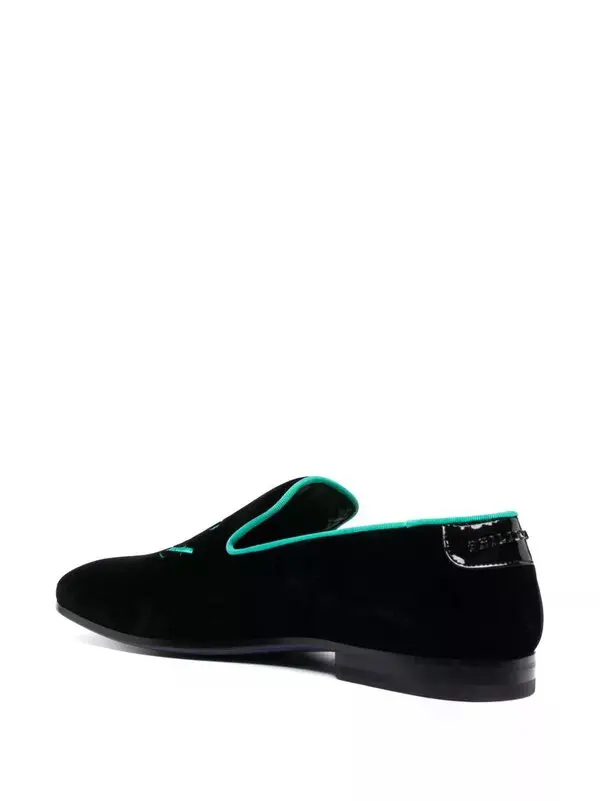 Philipp Plein Embroidered Velvet Loafers - Black