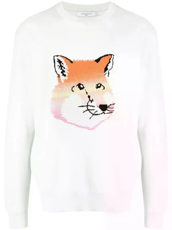 Maison Kitsuné Fox Round-neck Cotton Jumper - Green