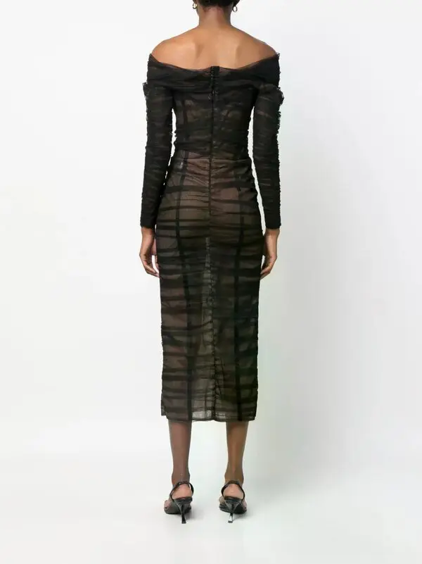 ANA RADU Strapless Ruched Midi Dress