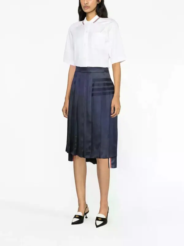 Thom Browne Pleated Silk Midi Skirt