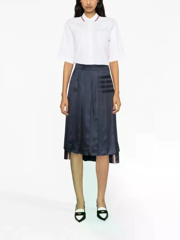 Thom Browne Pleated Silk Midi Skirt