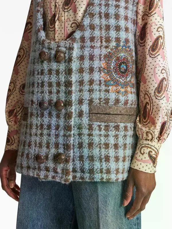 Etro Houndstooth Embroidered Gilet