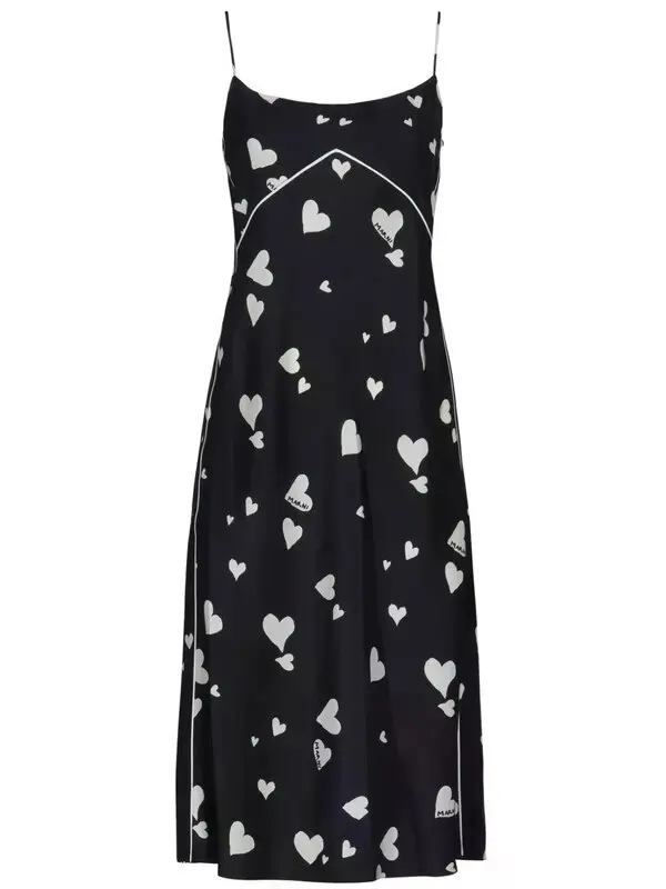 Marni Bunch Of Hearts Silk Slip Dress - Black