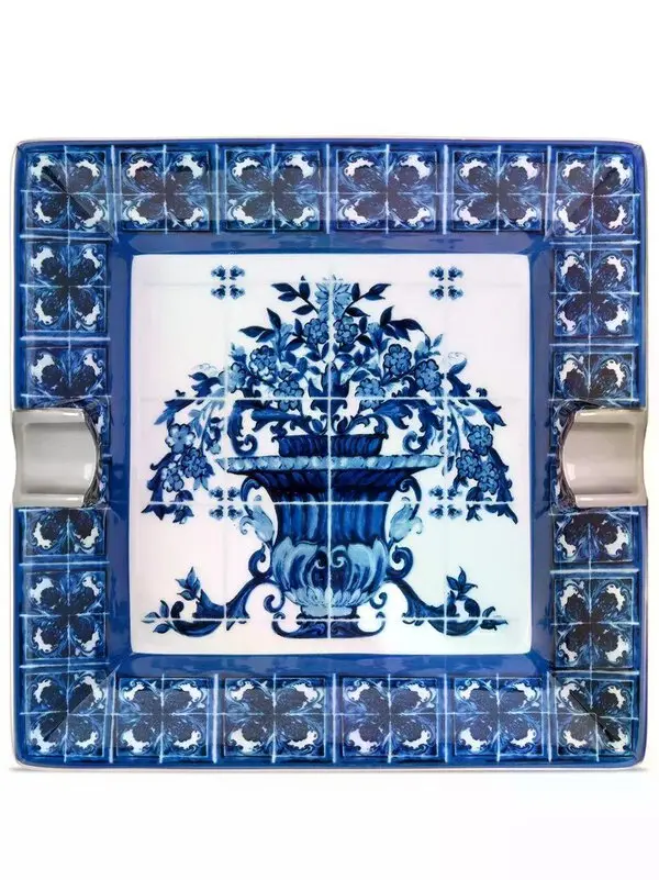Dolce & Gabbana Contrasting-border Porcelain Ash-tray - Blue