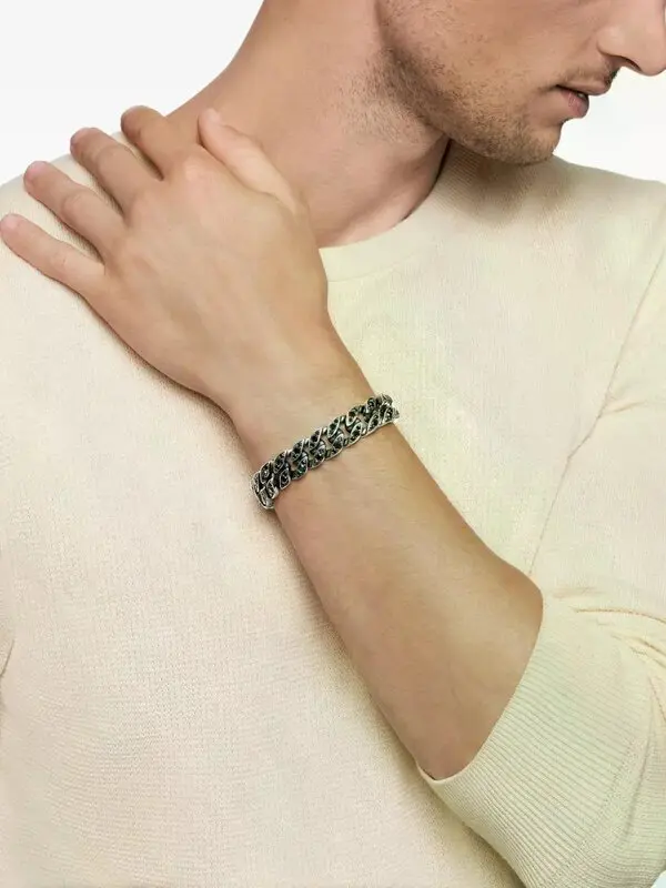 David Yurman Sterling Curb Chain Bracelet With Black Diamonds