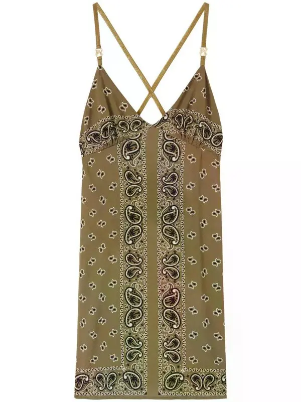 Palm Angels Paisley-print Slip Dress - Green