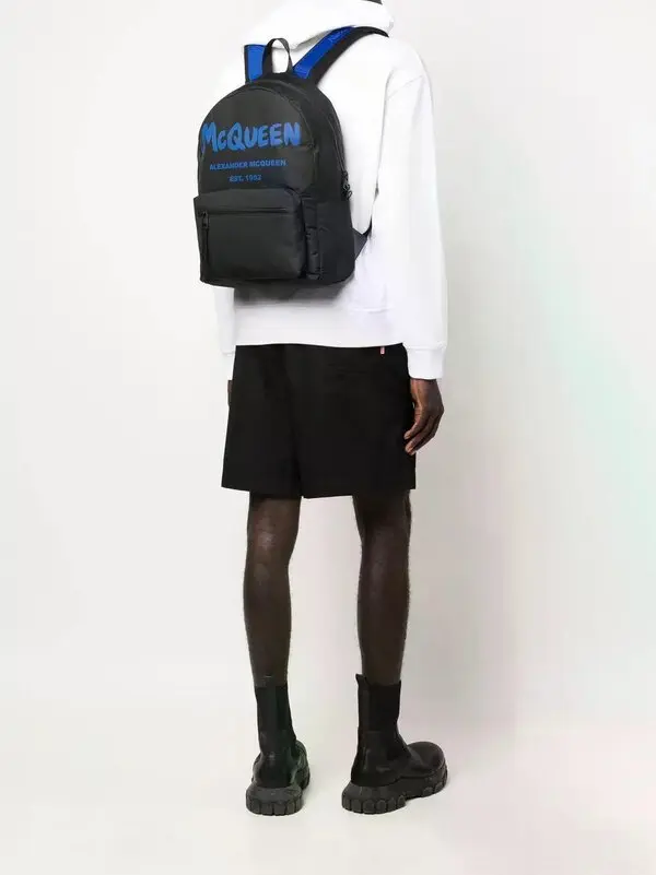 Alexander McQueen Logo Print Backpack - Black