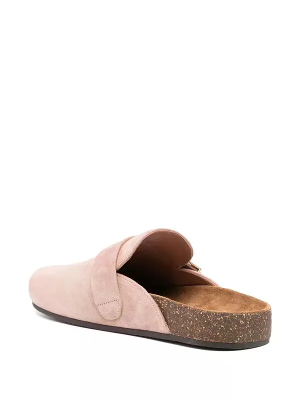 Tory Burch Mellow Suede Mules With Logo Hardware - Pink