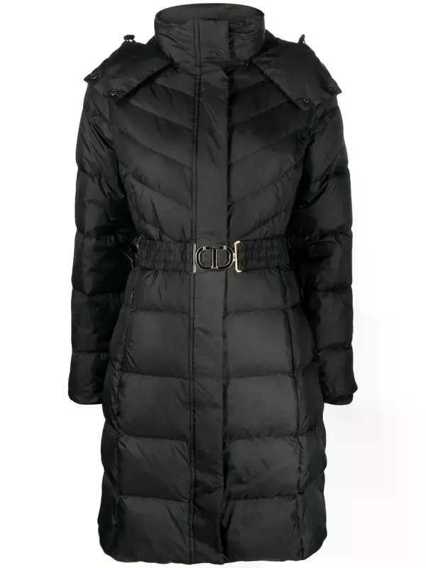 TWINSET Hooded Belted Puffer Coat