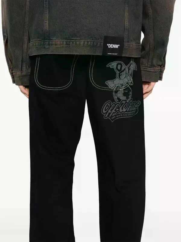 Off-White Logo-printed Straight-leg Jeans