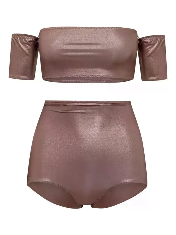 ALESSANDRO VIGILANTE Two Piece Shiny Bikini Set - Brown