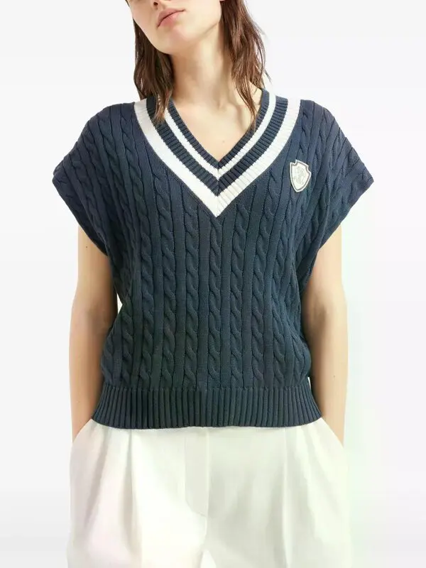 Brunello Cucinelli Cotton Cable Knit V-neck Vest