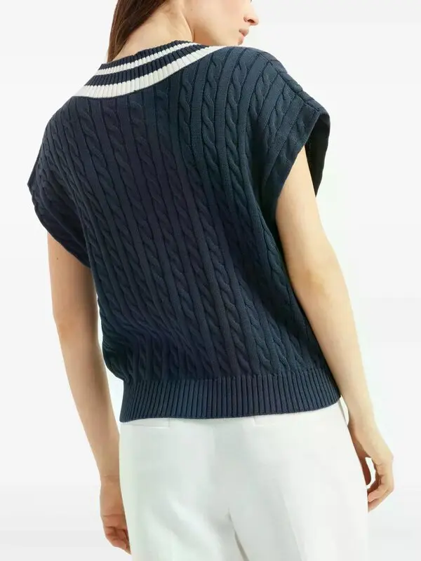 Brunello Cucinelli Cotton Cable Knit V-neck Vest
