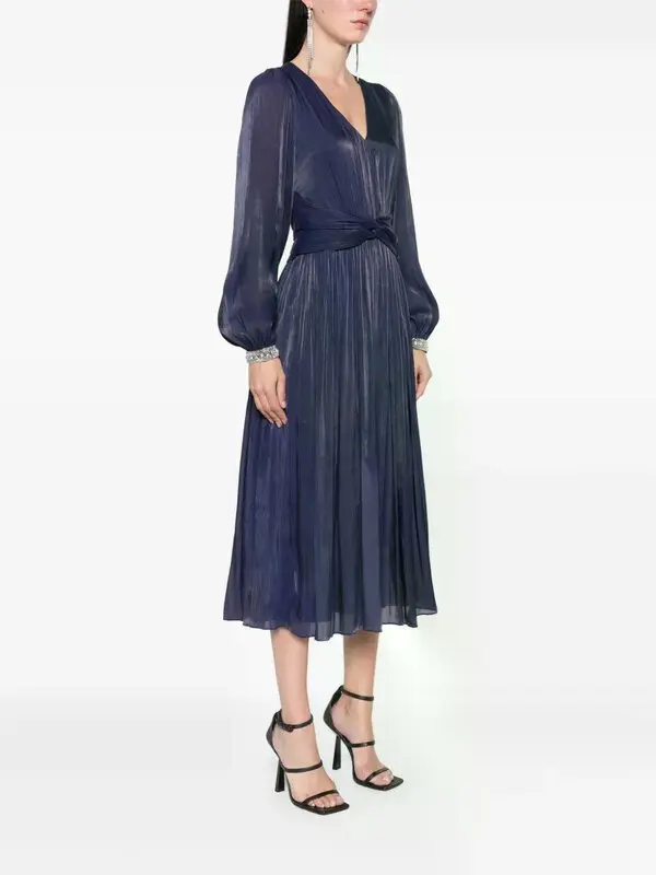 NISSA Pleated Chiffon Midi Dress