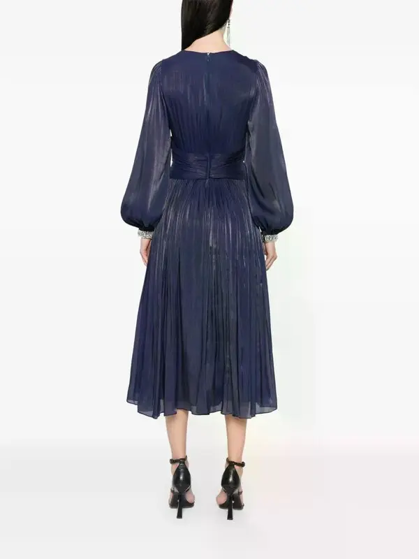 NISSA Pleated Chiffon Midi Dress