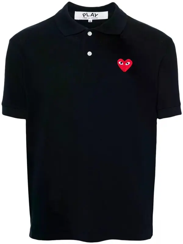 Play Comme Des Garcon Heart-patch Cotton Polo Shirt - Blue