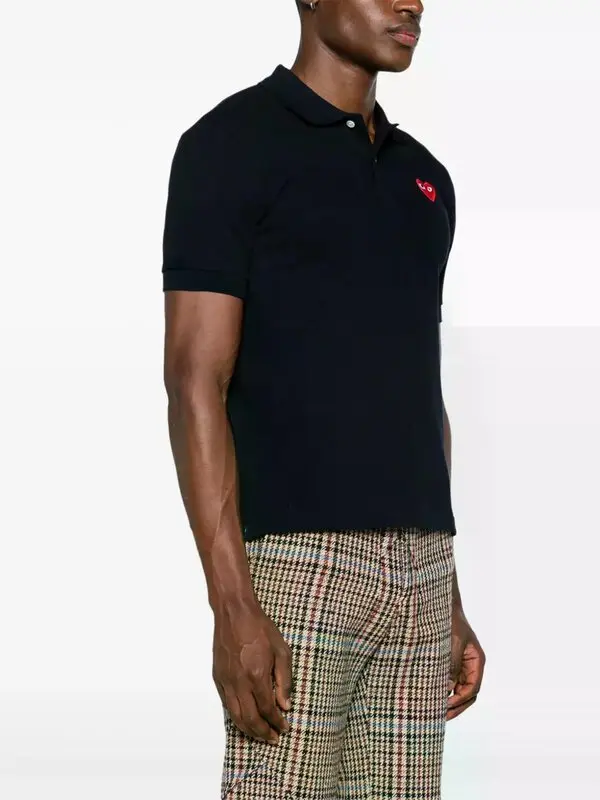 Play Comme Des Garcon Heart-patch Cotton Polo Shirt - Blue