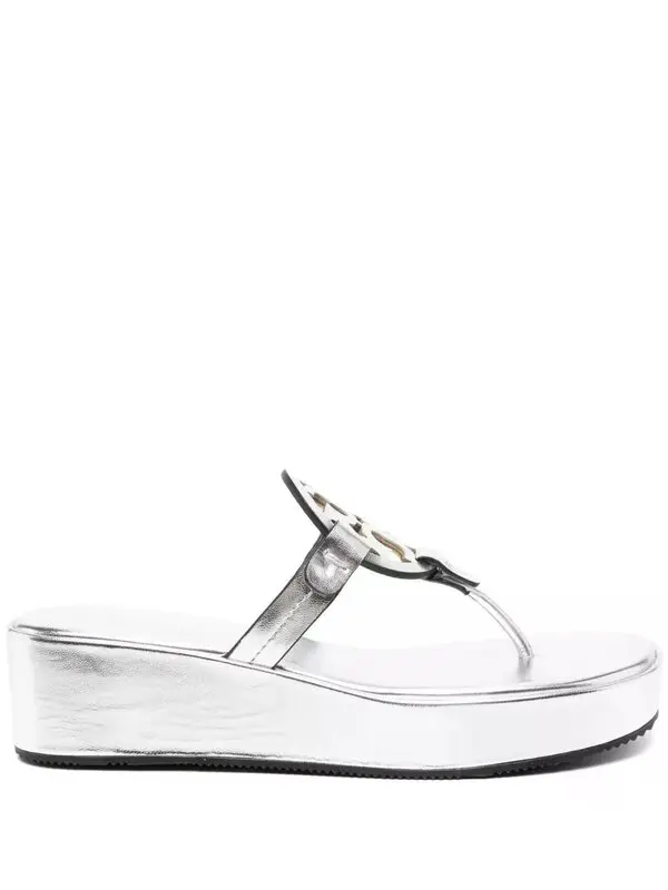 Tory Burch Miller Leather Sandals - Silver