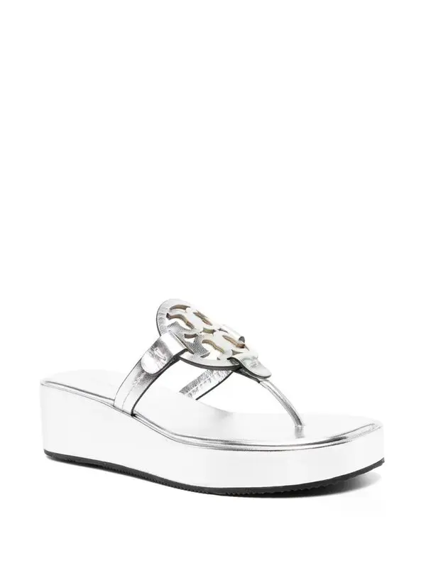 Tory Burch Miller Leather Sandals - Silver
