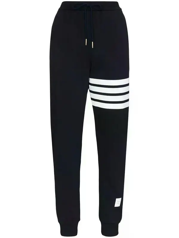 Thom Browne Classic Cotton Sweatpants With Signature Striping - Blue