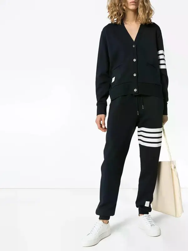 Thom Browne Classic Cotton Sweatpants With Signature Striping - Blue
