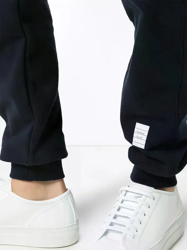 Thom Browne Classic Cotton Sweatpants With Signature Striping - Blue
