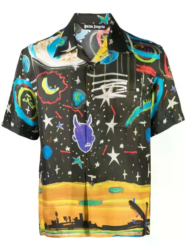 Palm Angels Starry Night Bowling Shirt