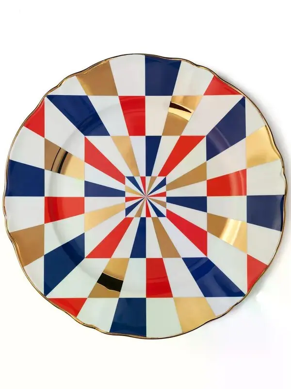 BITOSSI HOME 2 Piece Printed Round Platter Set - White