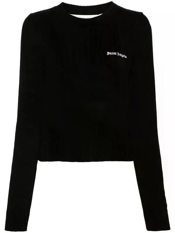 Palm Angels Logo-embroidered Cropped Jumper