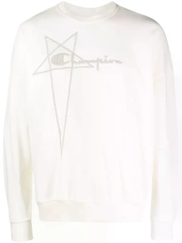 Rick Owens Embroidered Cotton Sweatshirt - Neutrals