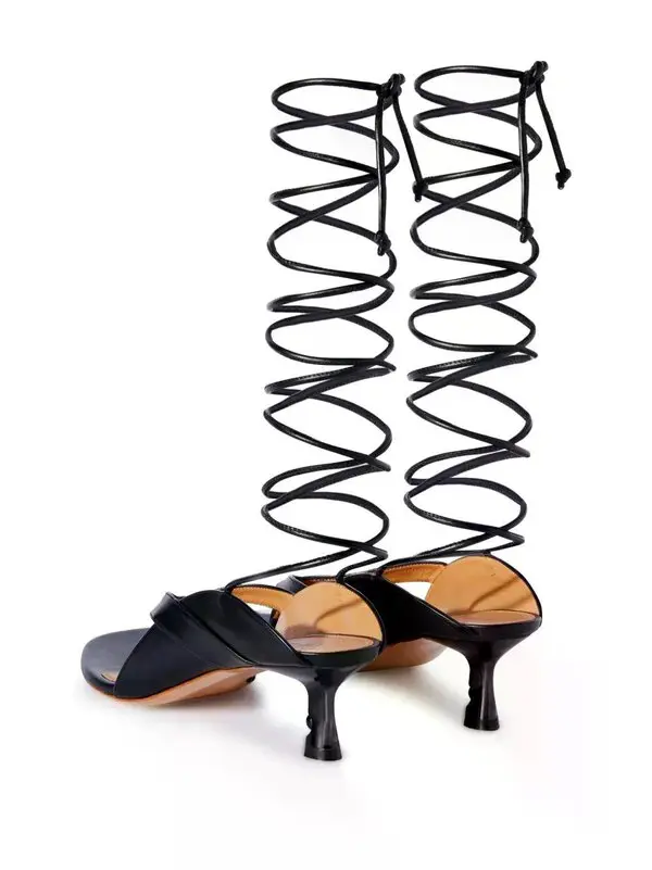 Off-White Lollipop Lace-up Leather Sandals - Black