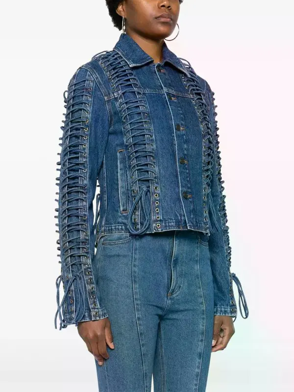 JEAN PAUL GAULTIER Lace-up Embellished Denim Jacket