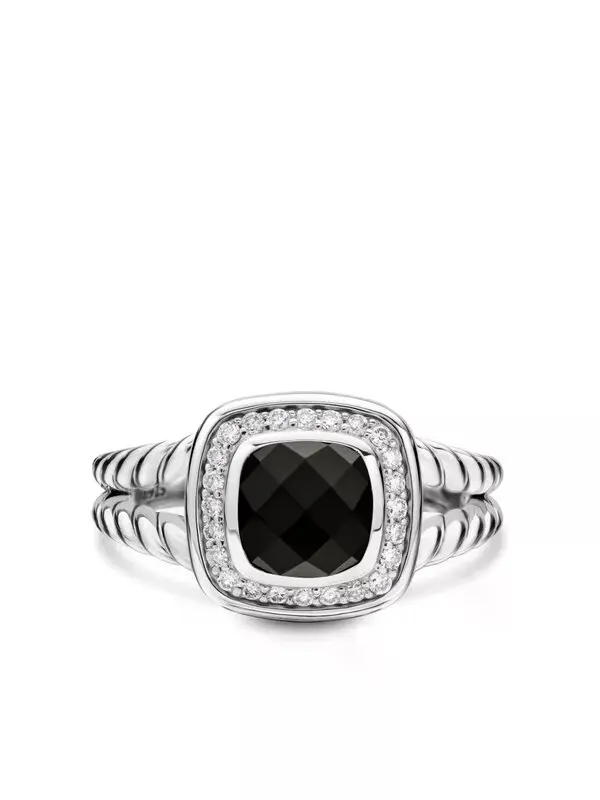 David Yurman Petite Albion Onyx And Diamond Ring - Silver