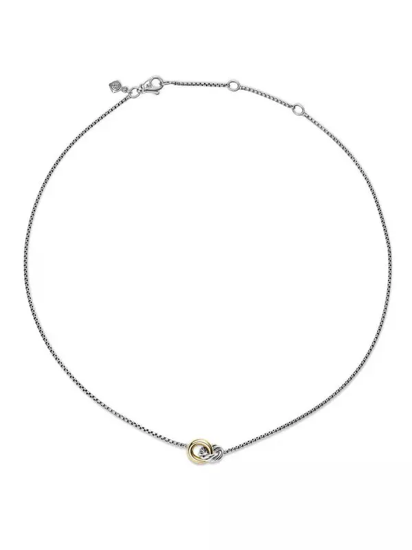 David Yurman 14kt Gold And Sterling Petite Cable Linked Necklace - Silver