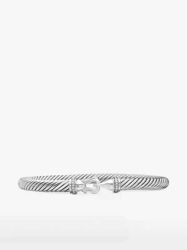 David Yurman Sterling Buckle Classic Cable Diamond Bracelet - Silver