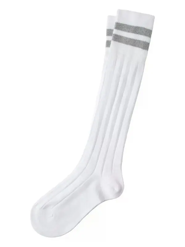 Brunello Cucinelli Striped Socks - White