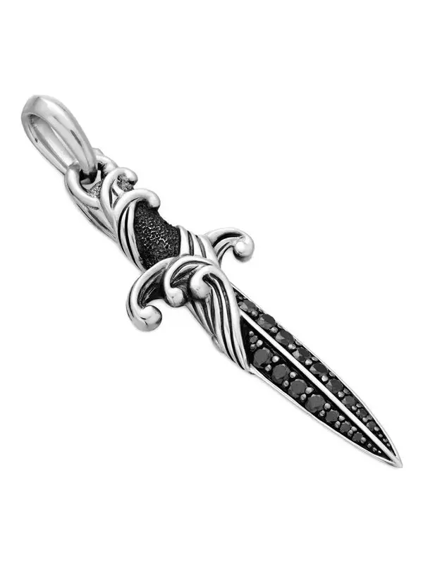 David Yurman Sterling Silver Waves Dagger Diamond Amulet