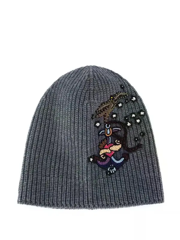 Valentino Garavani Bead-embellished Beanie - Grey