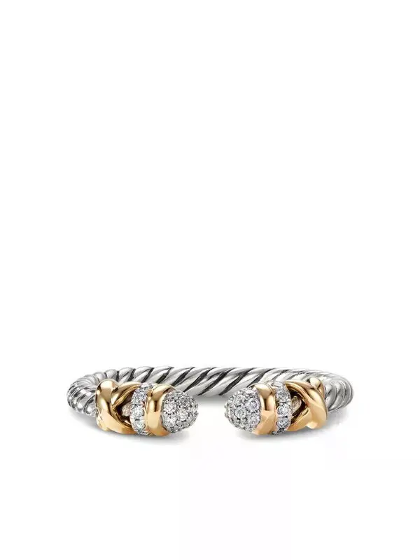 David Yurman 18kt Yellow Gold And Sterling Petite Helena Open Diamond Ring - Silver