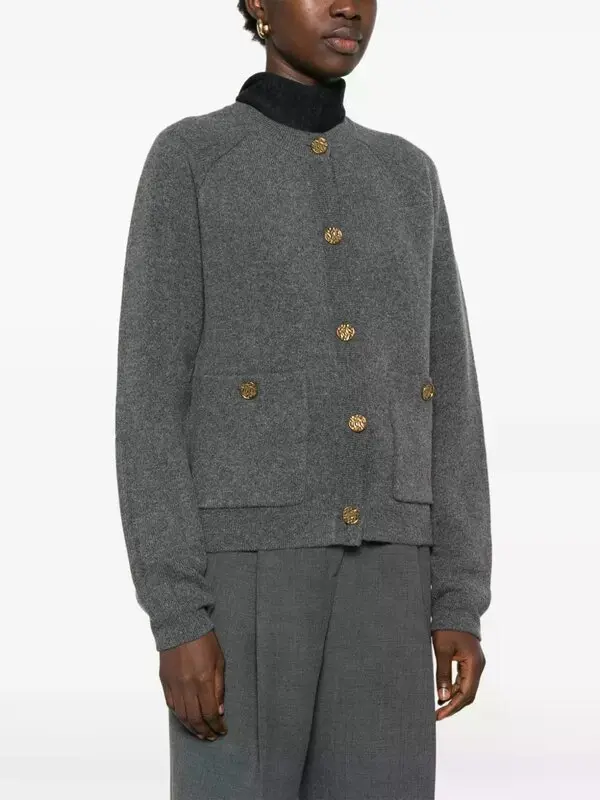 TOTEME Hammered-button Wool-cashmere Cardigan - Grey