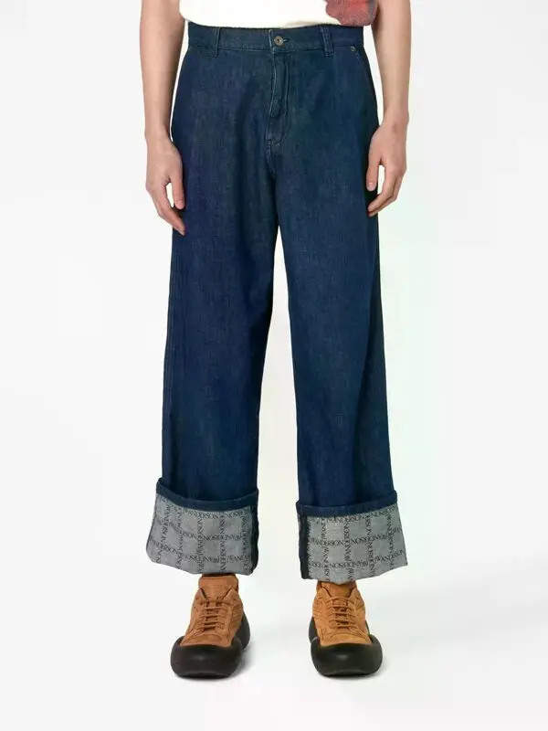 JW Anderson Grid-print Wide-leg Jeans