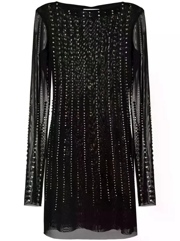 Patrizia Pepe Crystal-embellished Minidress - Black
