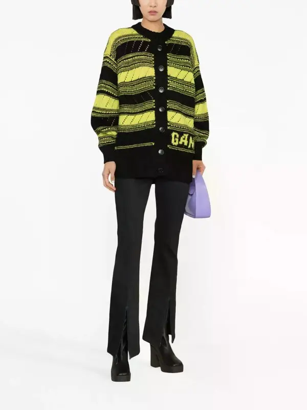 GANNI Stripe-pattern Knitted Cardigan