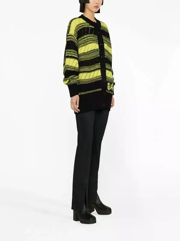 GANNI Stripe-pattern Knitted Cardigan