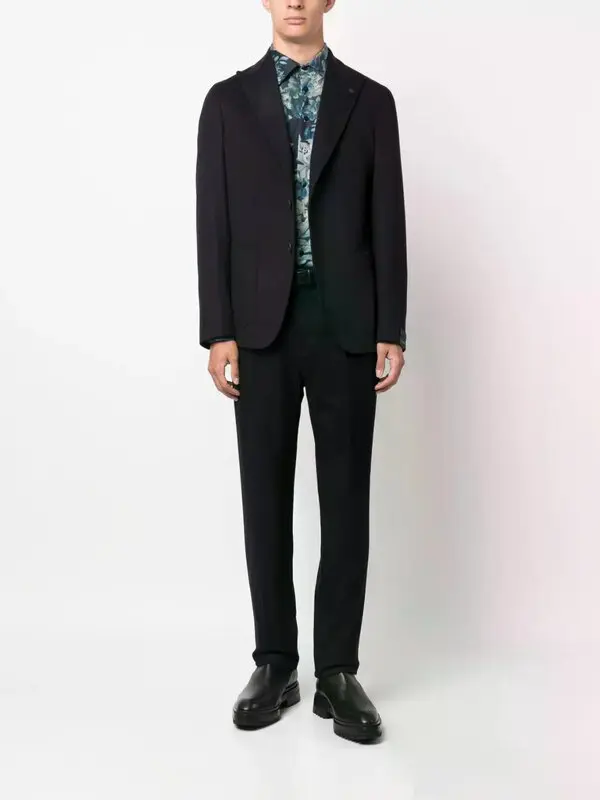 Tagliatore Single-breasted Virgin Wool-blend Blazer - Blue